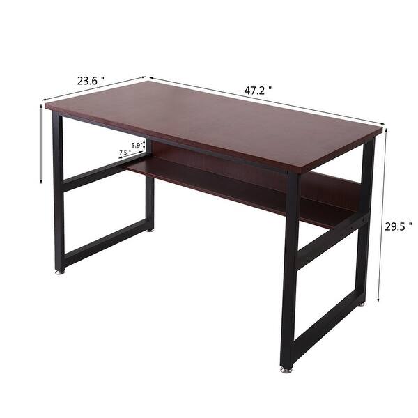 47 Inch Computer Desk Workstation Home Computer Desk With Bookshelf ...