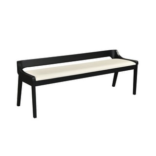 Kee 60 Inch Dining Bench, Black Rubberwood Frame, Low Back, Cushioned ...