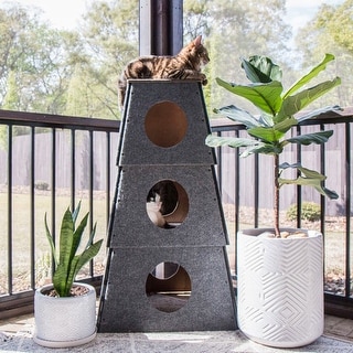 Happystack Cat Tower Model Pyramid Design in Grey Indoor/Outdoor Carpet ...
