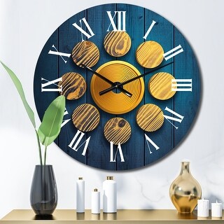Designart "Sacred Geometry In Blue And Gold" Modern Geometric Oversized ...