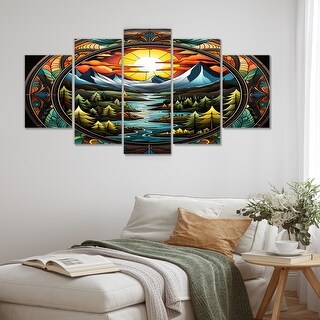 Native Forest Mountain River Landscape Seal - Boho Mandala Canvas Set ...