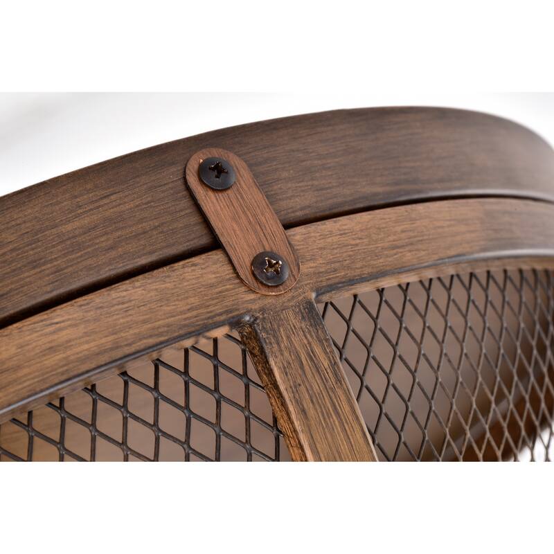 Clayton Rustic Wood Grain 3-Light Metal Bowl Mesh Shade Flush Mount ...