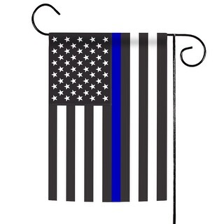 Black and White Thin Blue Line USA Outdoor Garden Flag 18" x 12.5 ...