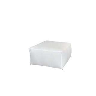 28” Large White Square Inflatable Indoor and Outdoor Patio Ottoman ...