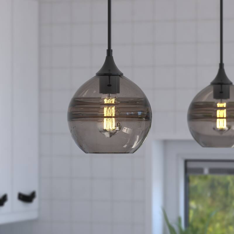 Milano Bronze Globe Mini Pendant Ceiling Light Amber Fog Glass - 8-in W ...