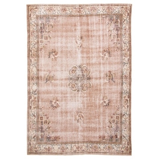 ECARPETGALLERY Hand-knotted Melis Vintage Light Brown Wool Rug - 7'0 x ...