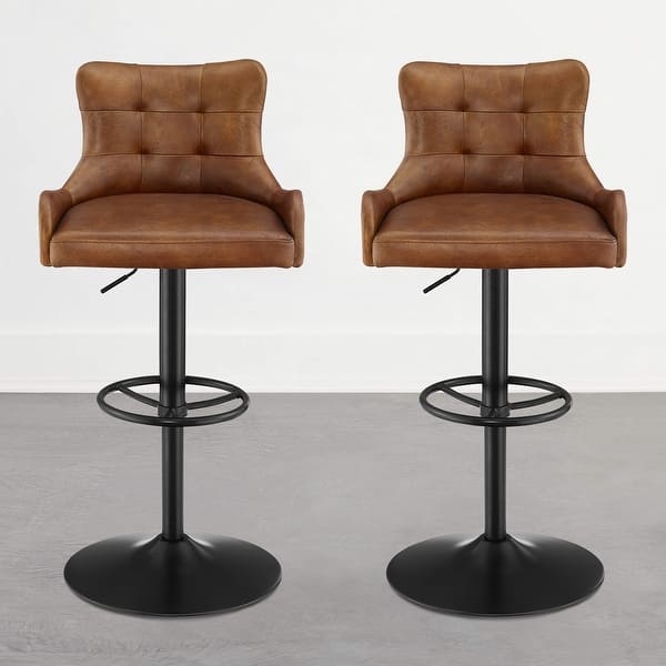 Art Leon Genuine Leather Bar Stool with Adjustable Height - Bed Bath ...