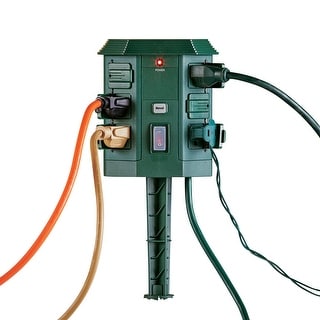 6 Outlet Outdoor Power Stake with Remote - 8.400 x 6.200 x 5.400 - Bed ...