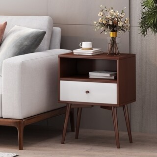 Mid-century Modern Design Rubberwood Side Table, With One Spacious ...