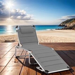Outdoor Foldable Chaise Lounge Chair with Aluminum Frame and Headrest ...