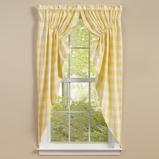 Park Designs Buffalo Check Lined Gathered Yellow Swags 72" x 63" - 72 ...