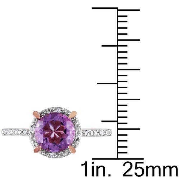 Miadora 1 1/3ct TGW Amethyst Halo Ring with Diamonds in 10k Rose Gold - Bed Bath & Beyond - 40339619