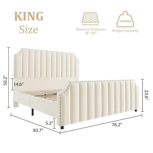 RONIPIC King Size Upholstered Bed Frame - Bed Bath & Beyond - 41821490