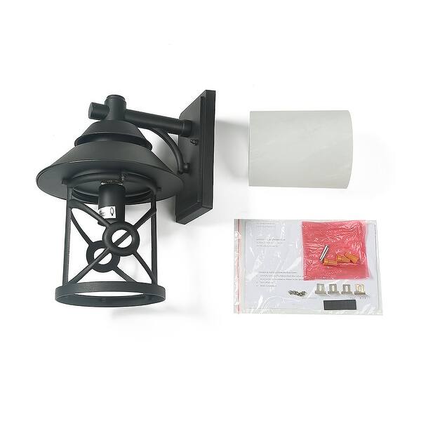 1 Light Outdoor Lighting Farmhouse Metal Wall Mounted Porch Light - D9"x10.6"xH13.4" - Bed Bath ...