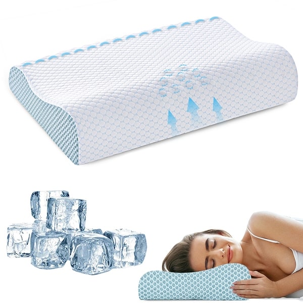 Cooling Memory Foam Wave Pillows, Ergonomic Cervical Contour Pillow ...