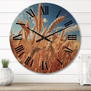 Designart "Canada Golden Harvest I" Farmhouse Oversized Wood Wall Clock ...