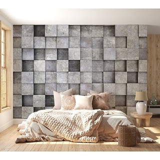 Peel & Stick Wall Mural - Concrete 3D Blocks - Removable Wallpaper ...
