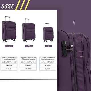Softside Luggage Set 3 Piece Expandable Suitcase Upright Spinner ...