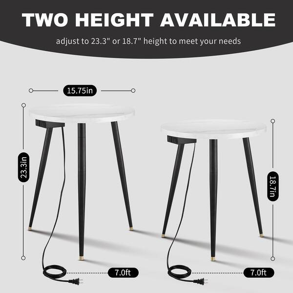 Tripod Desk White Circular Wood Desktop USB Charging Ports AC Outlet ...