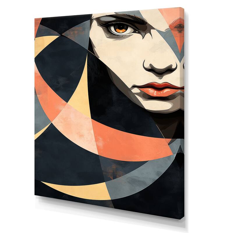 Designart "Black And Pink Woman Cubist Portrait III" Abstract Cubism ...