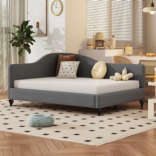 Linen Fabric L-Shaped Wooden Daybed - Bed Bath & Beyond - 43116000