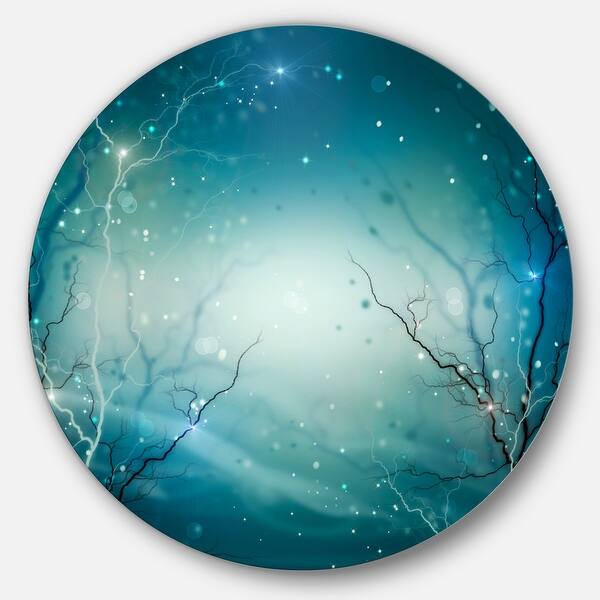 Designart 'Blue Winter Fantasy Forest' Landscape Photo Disc Metal Wall ...