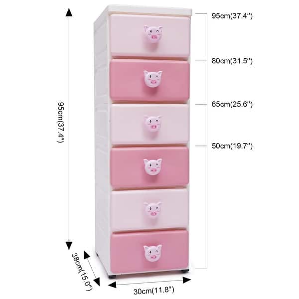 Plastic Storage Dressers 6 Drawers Dressers Chests with Cute Animal ...