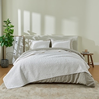 Patina Vie Maison 100% Cotton Stitched 3 Piece Quilt and Sham Set - Bed ...