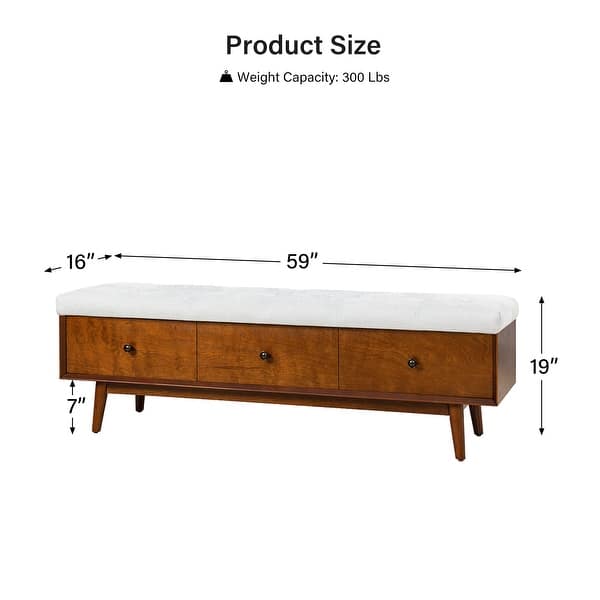 Dolly Mid-century Tufted Storage Bench with 45-degree splicing design ...