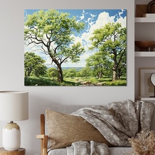 Designart "Green Tree Sycamore Serenade II" Tree Sycamore Canvas Prints ...