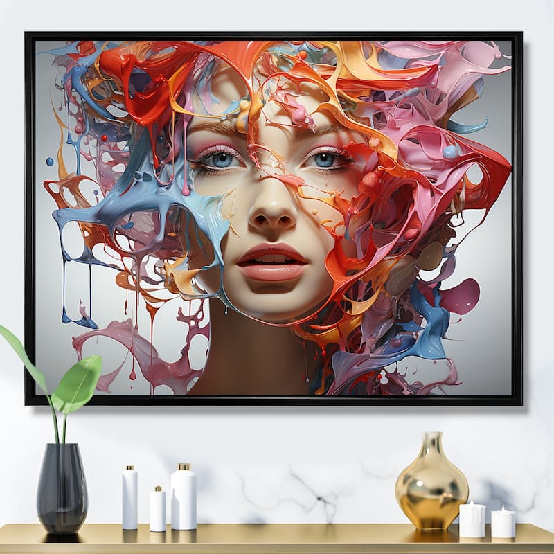 Designart "Surrealism Fragmented Realities Portrait" Surrealism Framed ...