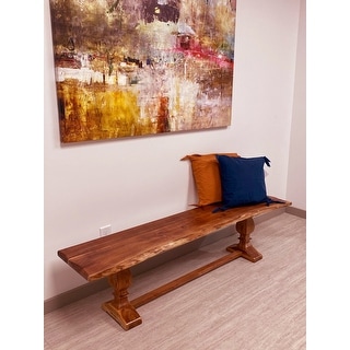 Sevita Live Edge Burnt Finish Wooden Bench - 72" x 16" x 18.5" - Bed ...