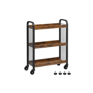 White Plastic Slim 3-Tier Narrow Storage Cart with Wheels for Small ...