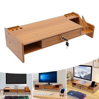 Wood Monitor Riser with Drawer for Desk Organizer - Bed Bath & Beyond ...