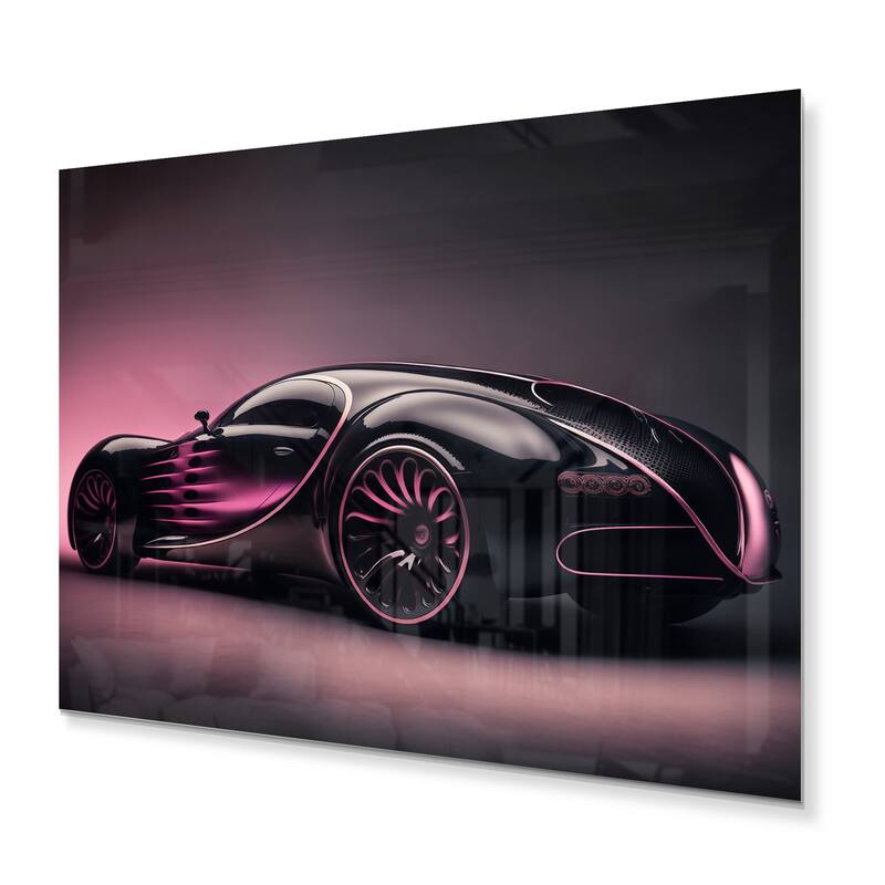 Designart 'Futuristic Bugatti Design In Black And Magenta IV' Exotic ...