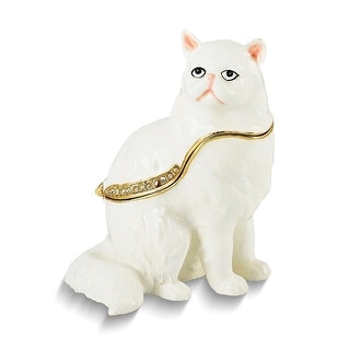 Curata Pewter Bejeweled Crystals Gold-Tone Enameled Missy White Cat ...