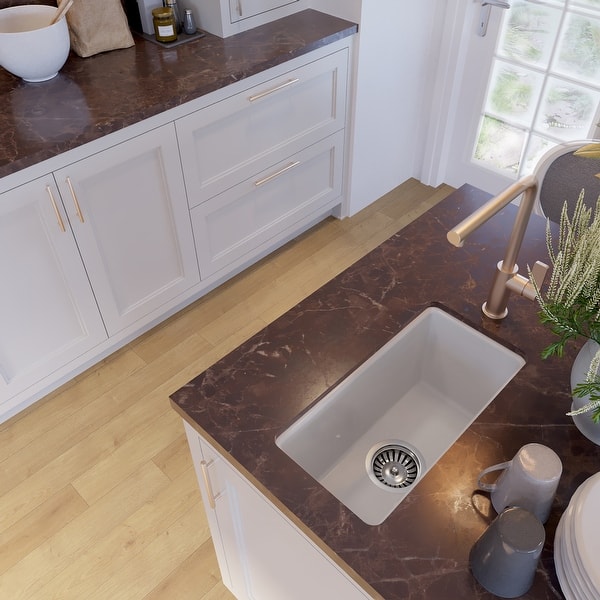 Petite Fireclay Valet-Prep or Bar Sink - 9.25 x 18.25 x8.75 inches - On ...