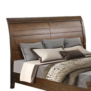 Wooden Curved Headboard with Natural Grain Texture, Brown - Bed Bath ...