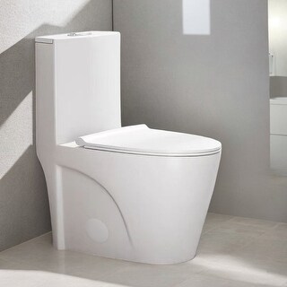 Dual Flush One-Piece Toilet with Soft Close Seat, Eco-Friendly Water ...