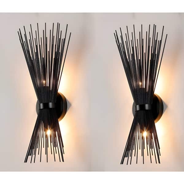 Duo Wall Scones Light Metal Spike Wall Sconce Black Color (Set of 2 ...
