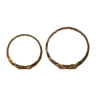 Set of 2 Hammered Metal Decorative Ring Sculptures Contemporary ...