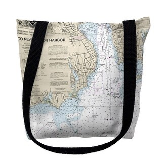 New London Harbor, CT Nautical Map Medium Tote Bag 16x16 - 16 inches x ...