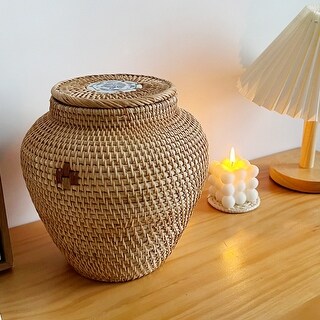 Handmade rattan woven storage jar - Bed Bath & Beyond - 40030742