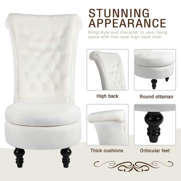 Royal Velvet High Back Armless Chair w/Storage for Dressing Room - Bed ...