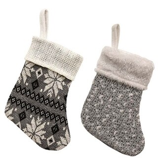 Grey & White Mini Stocking 2 Asstd - 6” high by 4.5” wide. - Bed Bath ...
