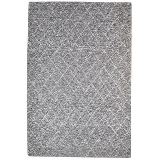 One of a Kind Hand-Woven Modern 5' x 8' Diamond Wool Grey Rug - 5' x 8 ...