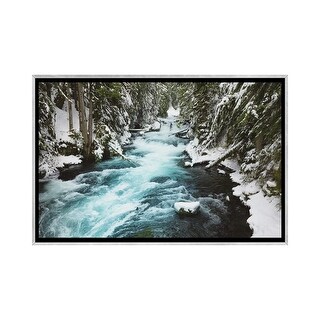 iCanvas "Winter Woods with Snow, Water, and Ice on the McKenzie River ...