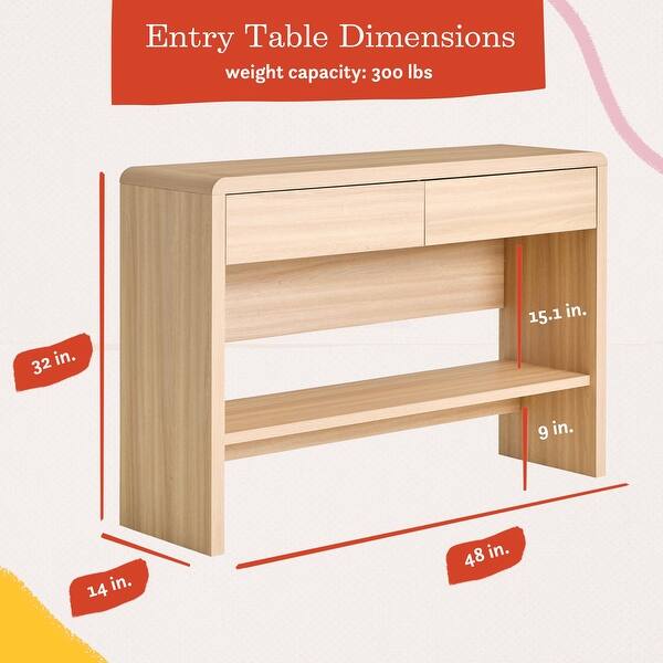 Brookside Reyna Modern Wood Console Table with Rounded Corners - Bed ...