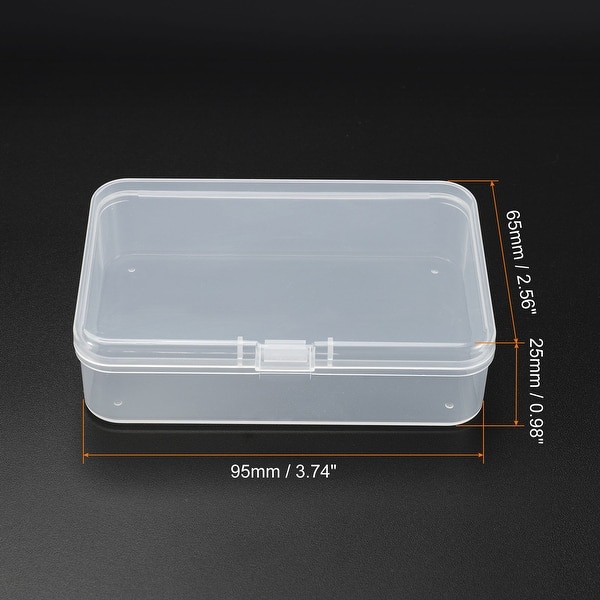 4pcs Clear Storage Container w Hinged Lid Plastic Rectangular Box - Bed ...
