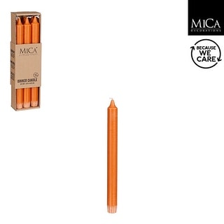 Set of 6 Stearin Taper Candles Orange-ST - Burn Time 9 Hours - Bed Bath ...